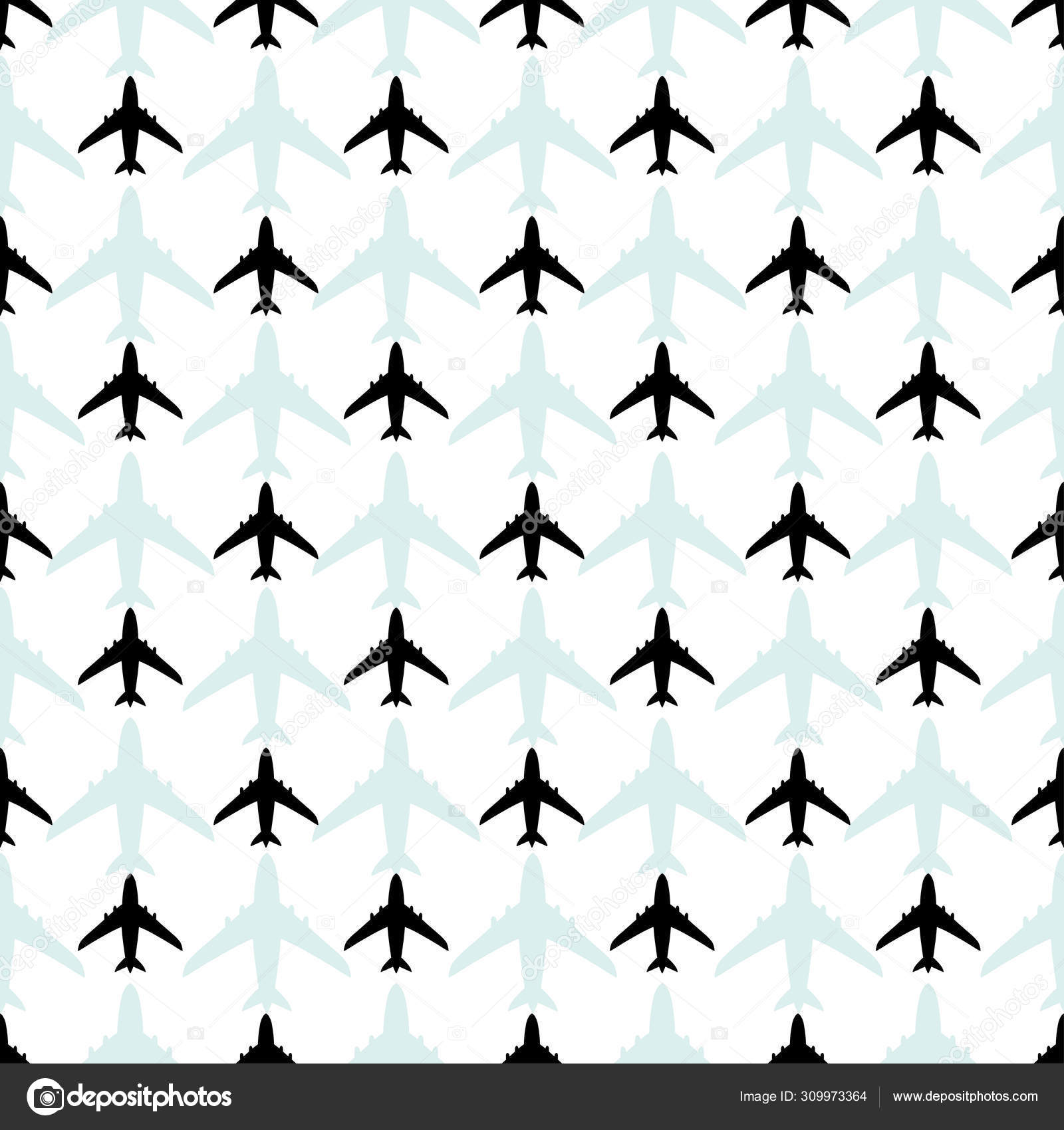 Airplane Vector Pattern Simple Airplane Background Black Blue Colors ...