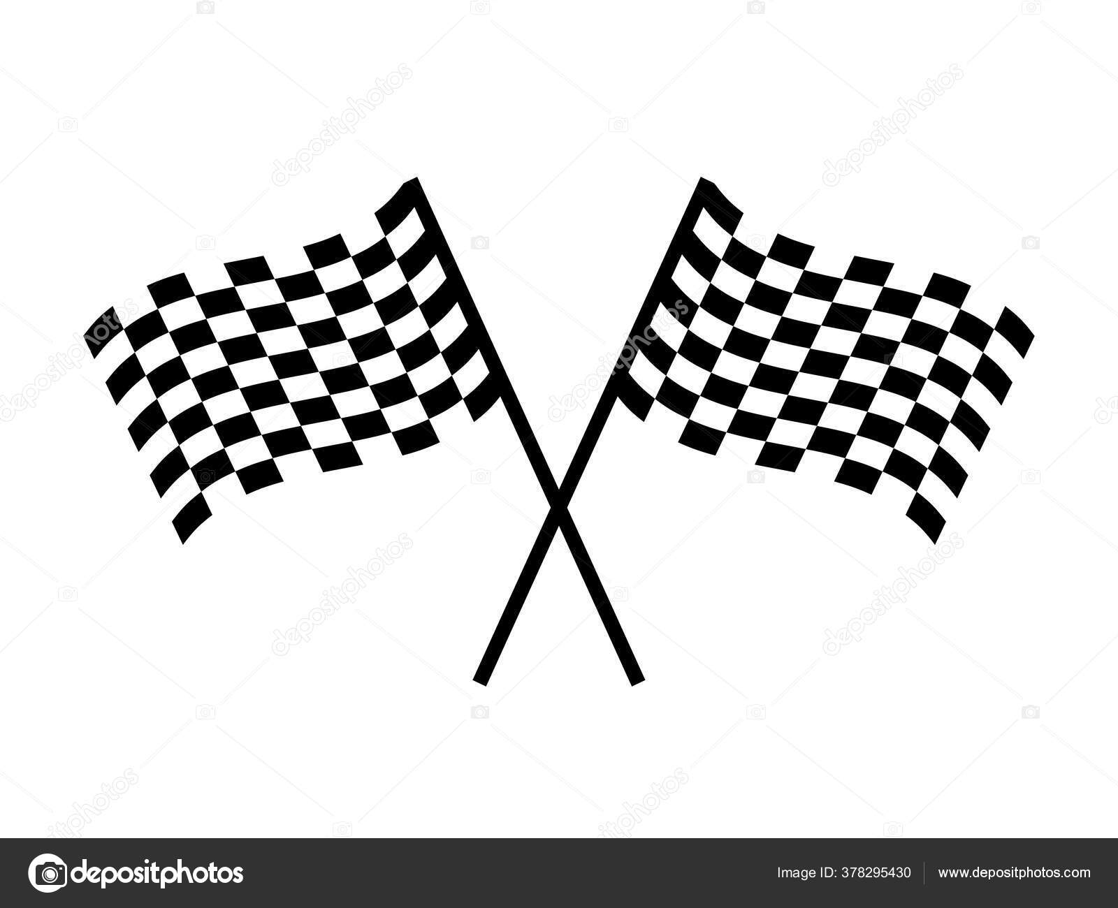 Double Checkered Racing Flag Black White Pictogram Depicting Simple ...