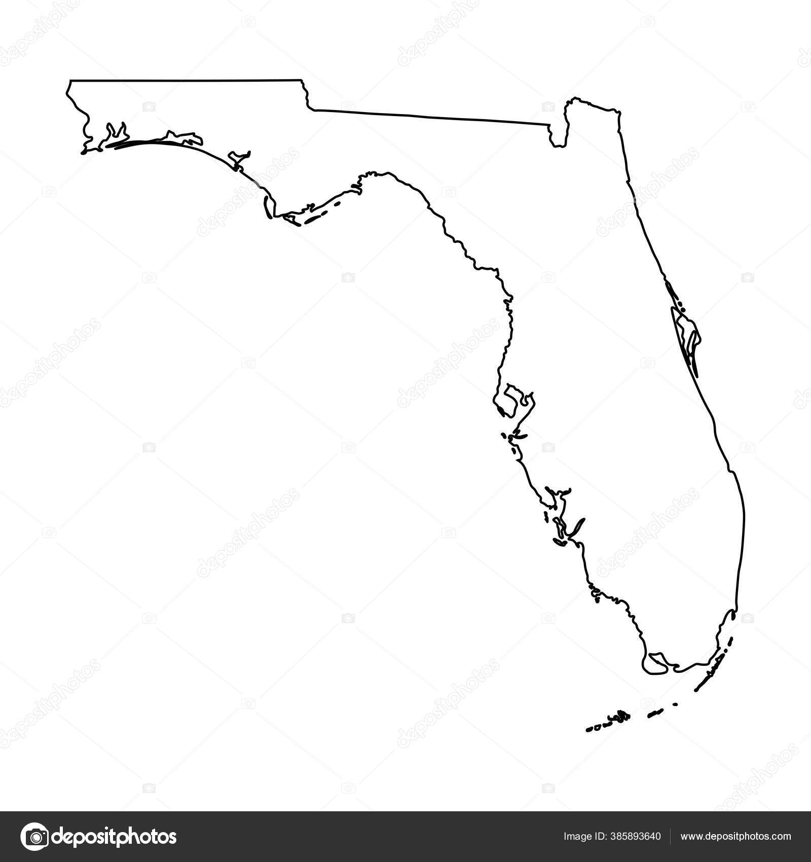 Florida State Border Usa Map Outline Stock Vector Image by ...