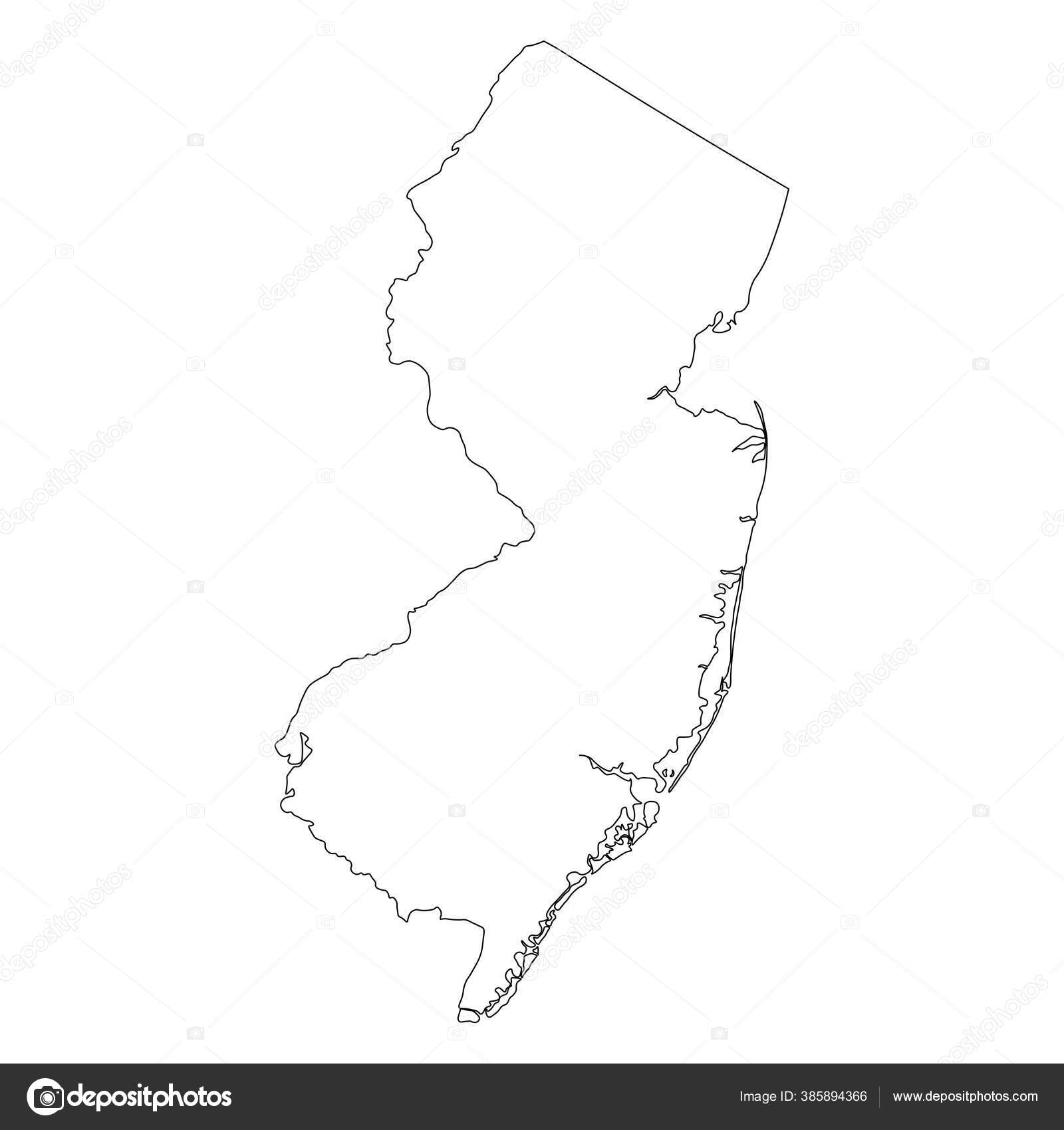 Nueva Jersey Frontera Del Estado Mapa Esquema Vector de stock por ...