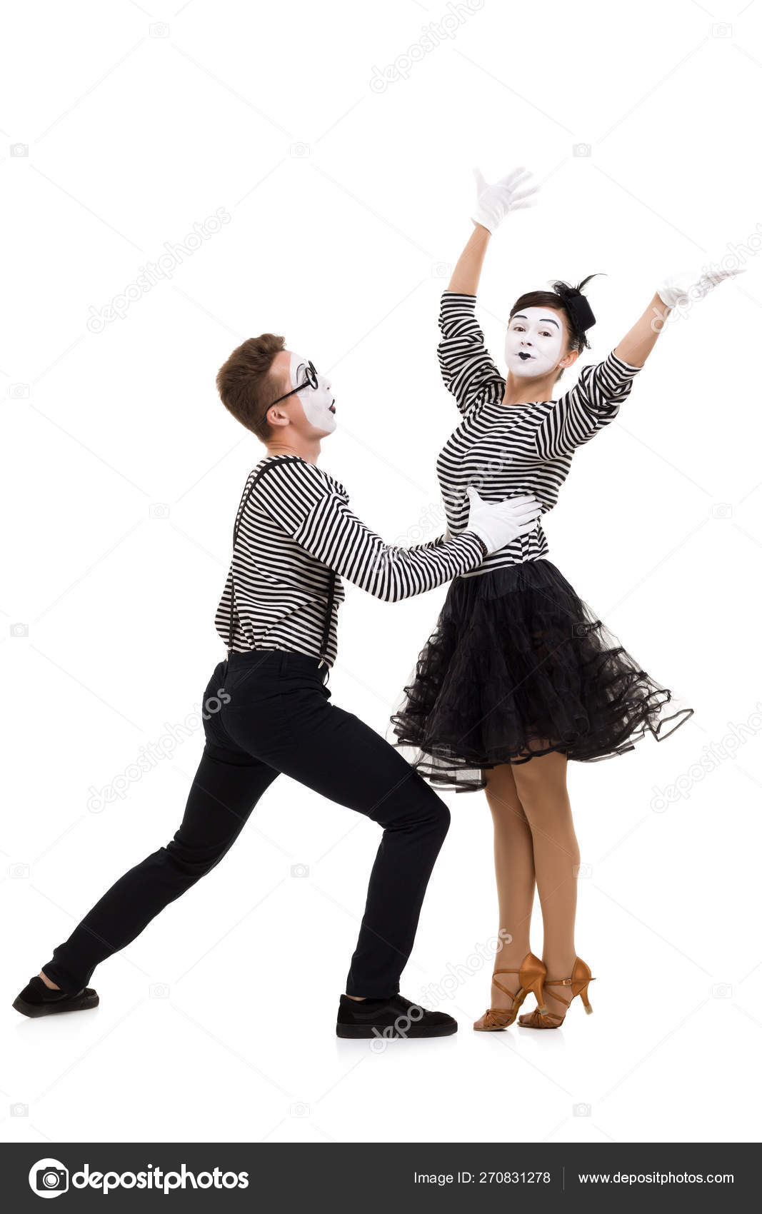 Smiling mimes in striped shirts. Stock Photo by ©erstudio 270831278