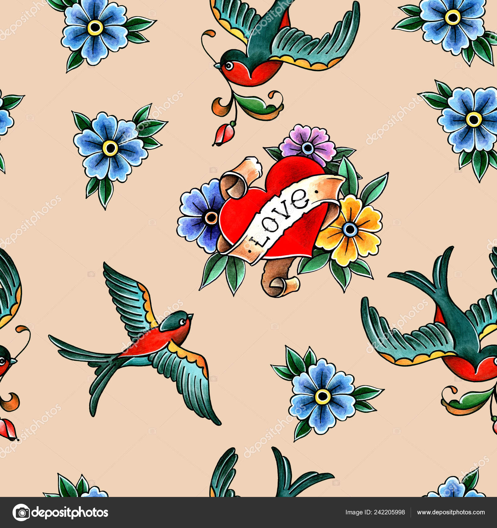 Pattern Beige Background Tattoo Pictures Stock Illustration by ...