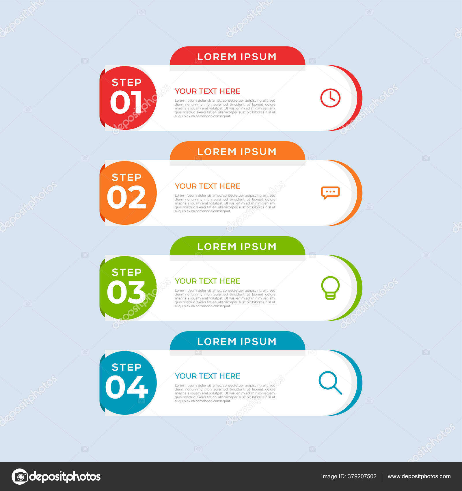 Modern Vector Colorful Step Infographic Template Numbers Icons Options ...