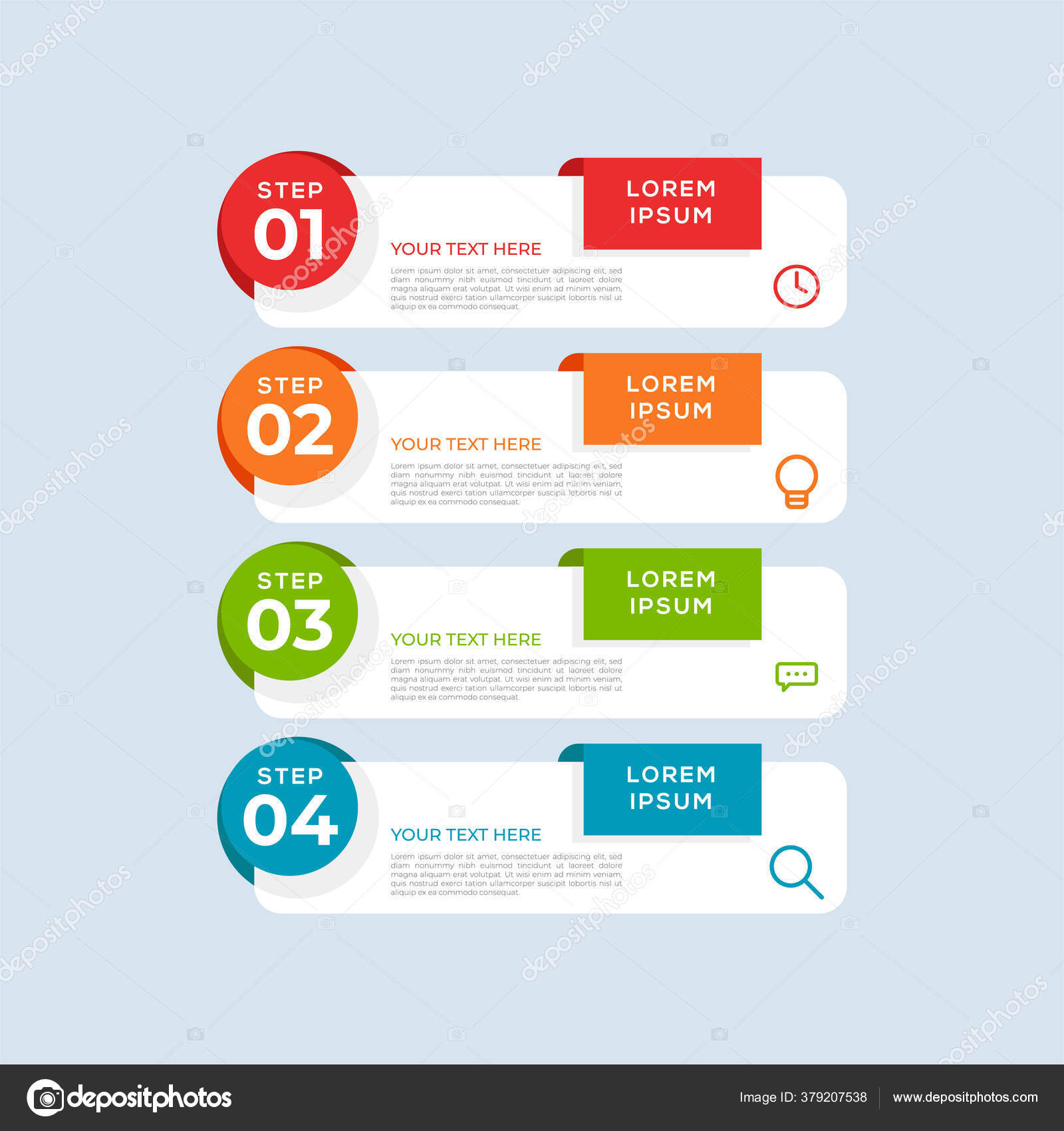 Modern Vector Colorful Step Infographic Template Numbers Icons Options ...