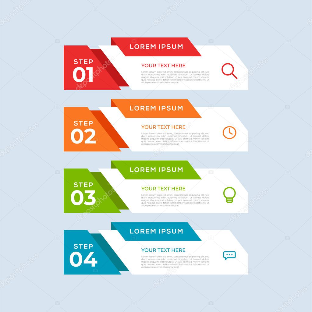 Moderno Vector Colorido 4 Plantilla de infograf a paso con n meros e iconos. 4 opciones o pasos ...