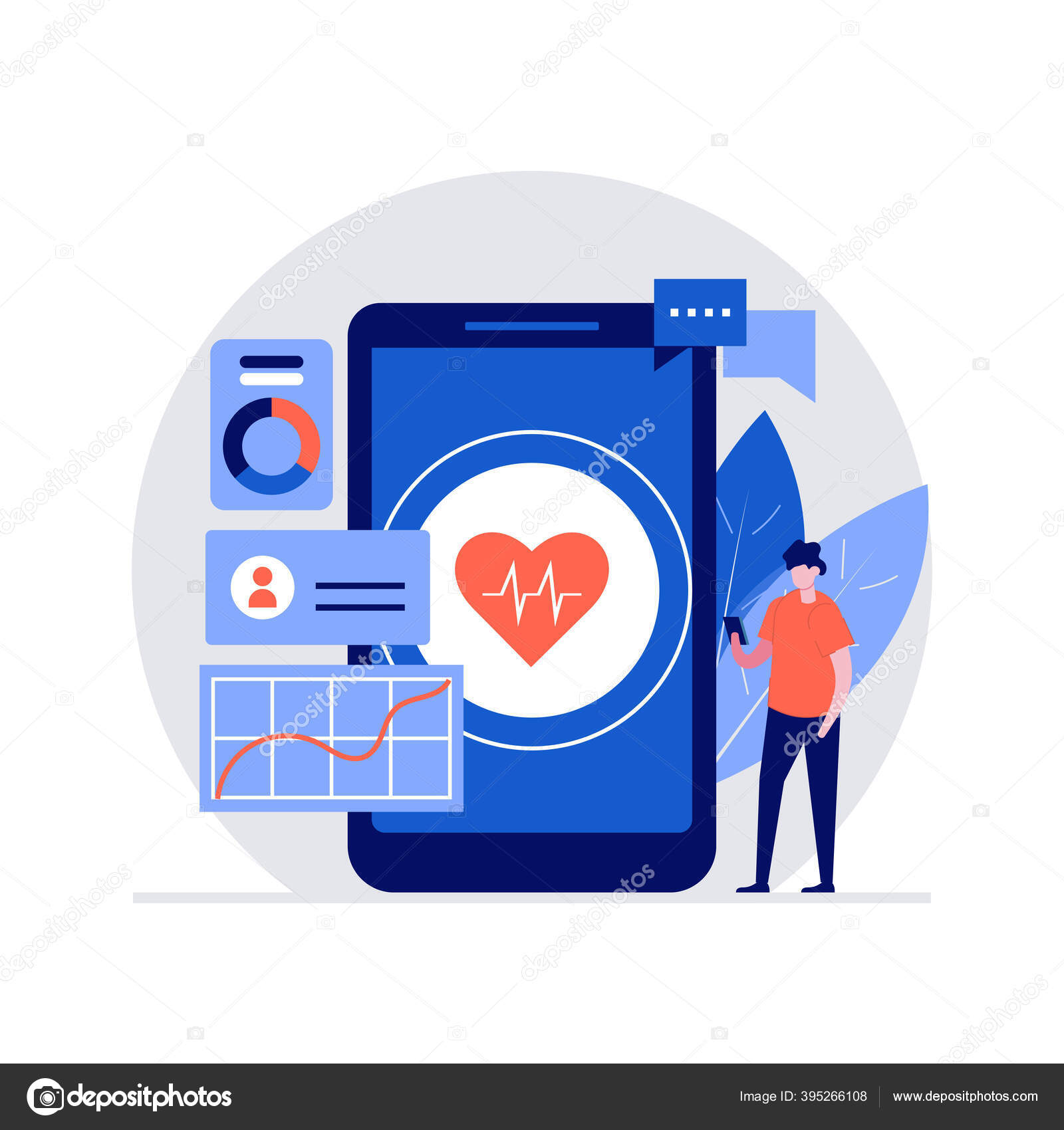 Digital Health Vector Illustration Concept Characters Modern Flat Style ...