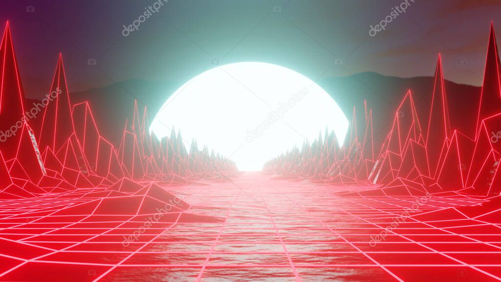 Escena de los 80, música synthwave y retrowave de fondo discoteca ...