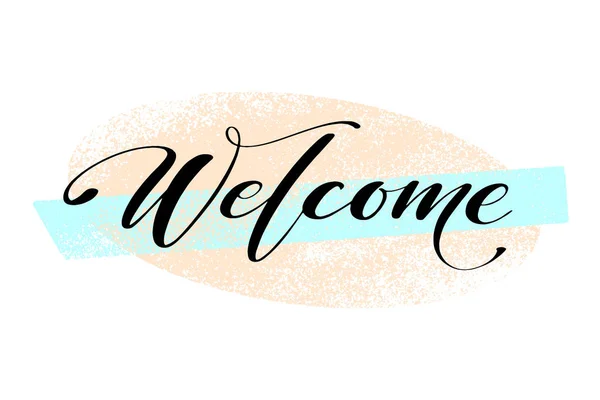 Hello and welcome calligraphy lettering isolated on white. Hand drawn ...