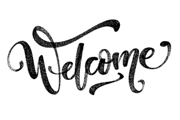 Hello and welcome calligraphy lettering isolated on white. Hand drawn ...