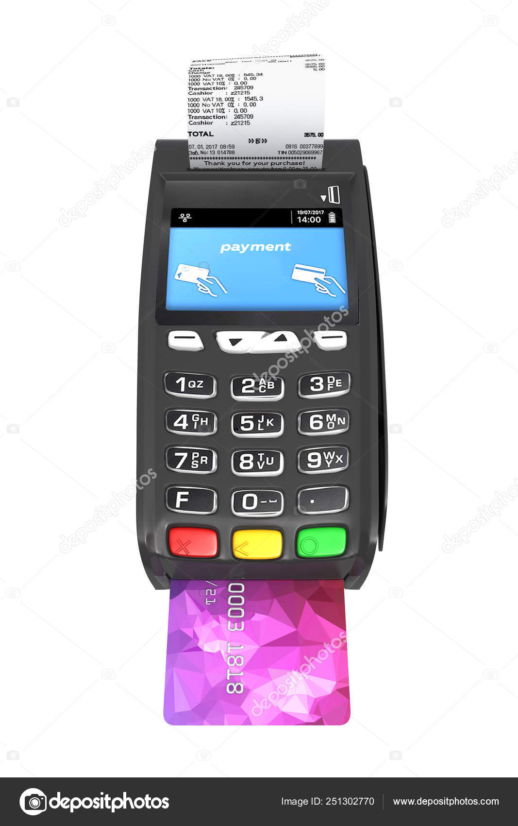 Card payment terminal POS terminal with credit card and receipt Stock ...