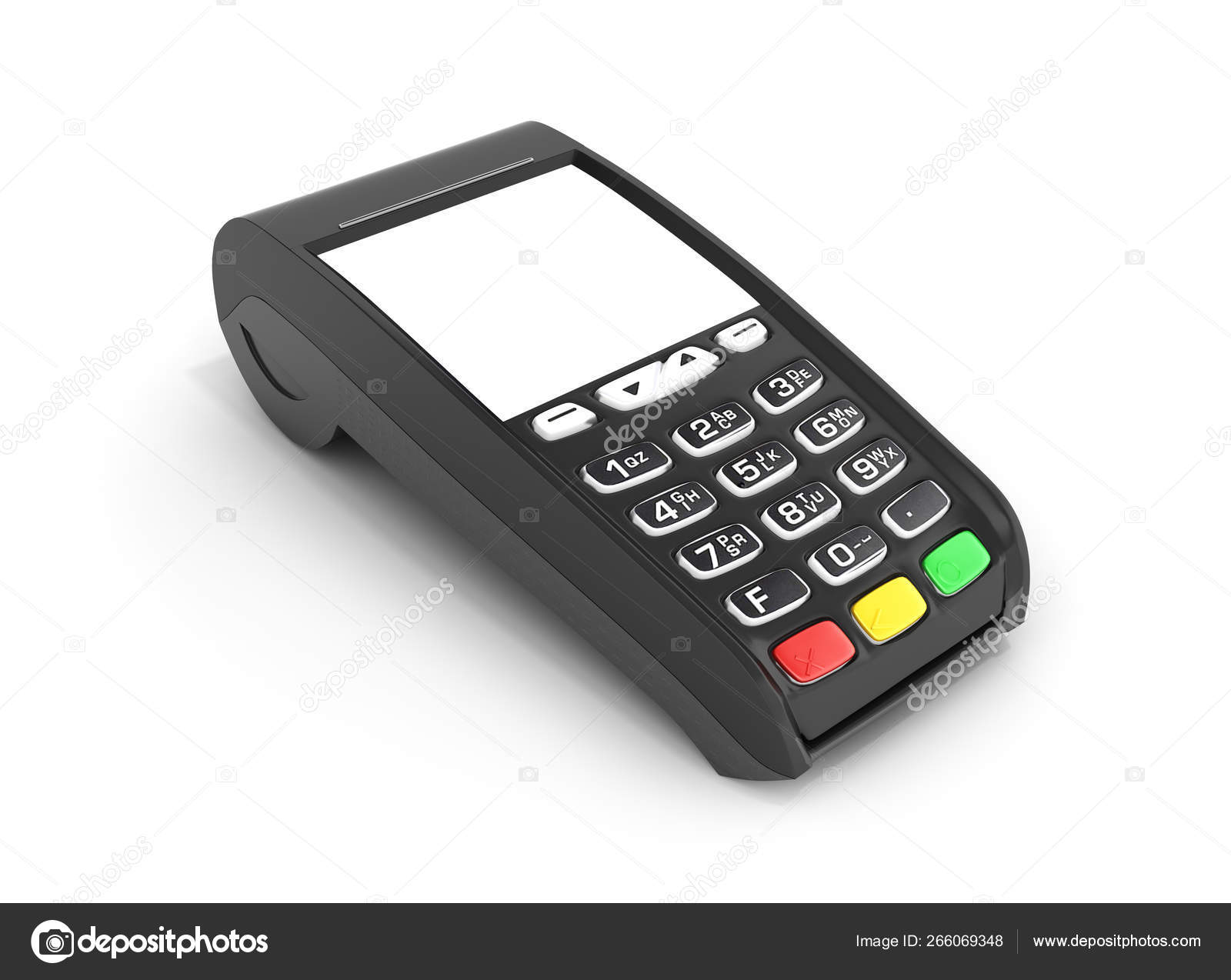 Terminal de pago con tarjeta Terminal POS con pantalla vacía aislada en ...