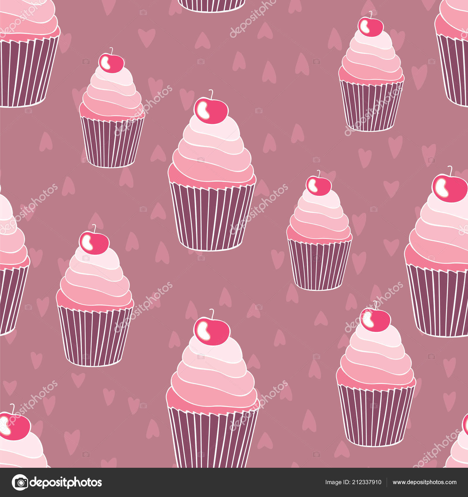 Beautiful yummy cupcake seamless background pattern Stock Vector Image ...