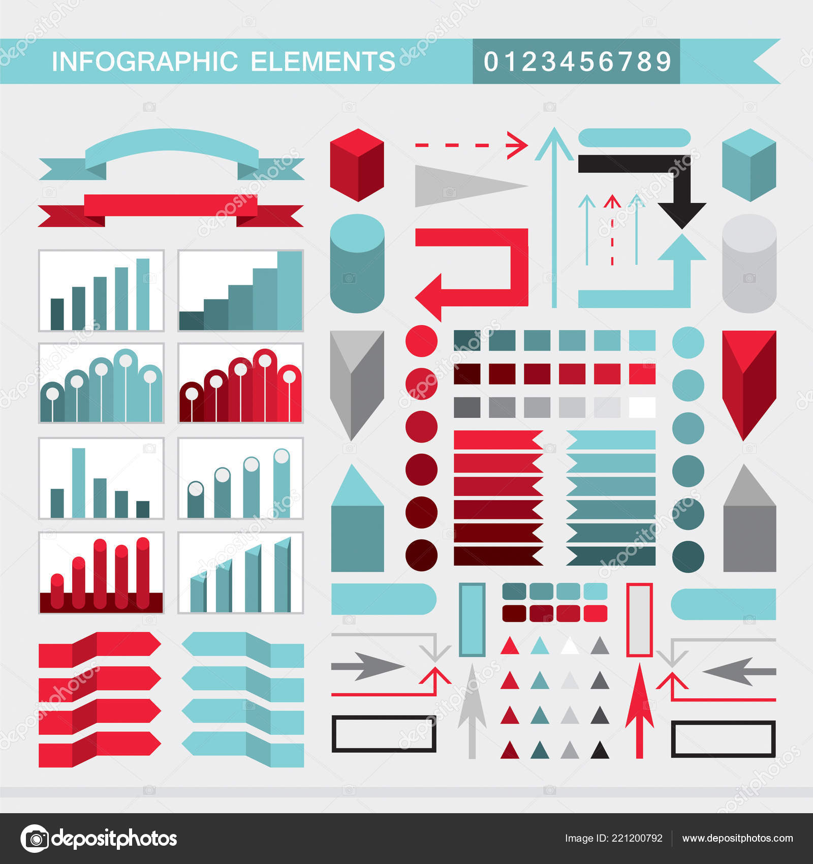 Grafik Elemen Infografis Diagram Batang Panah Tombol Buttonsborders Dll ...