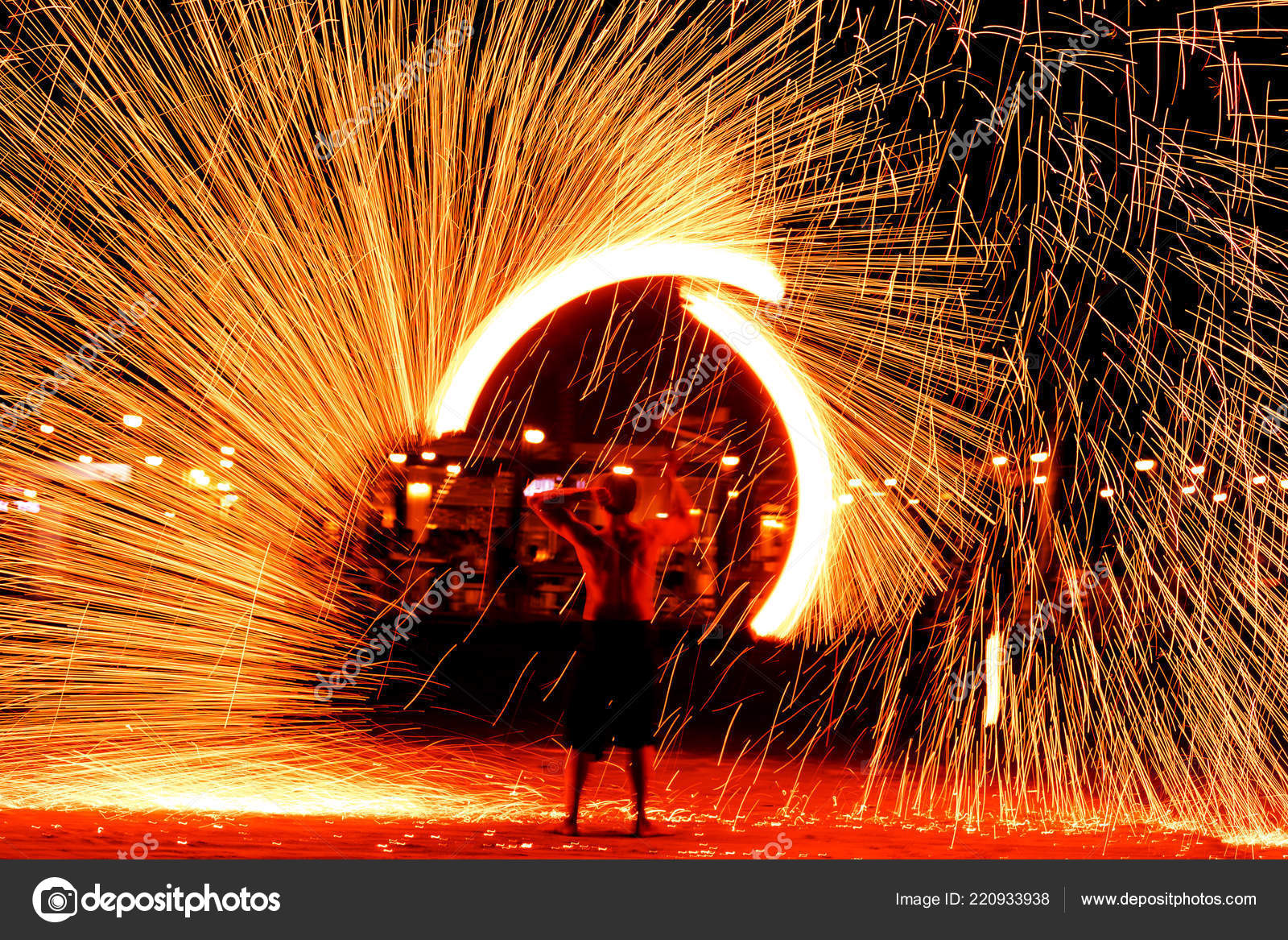 Fire Dance Beach Sea East Coast Thailand — Stock Photo ...