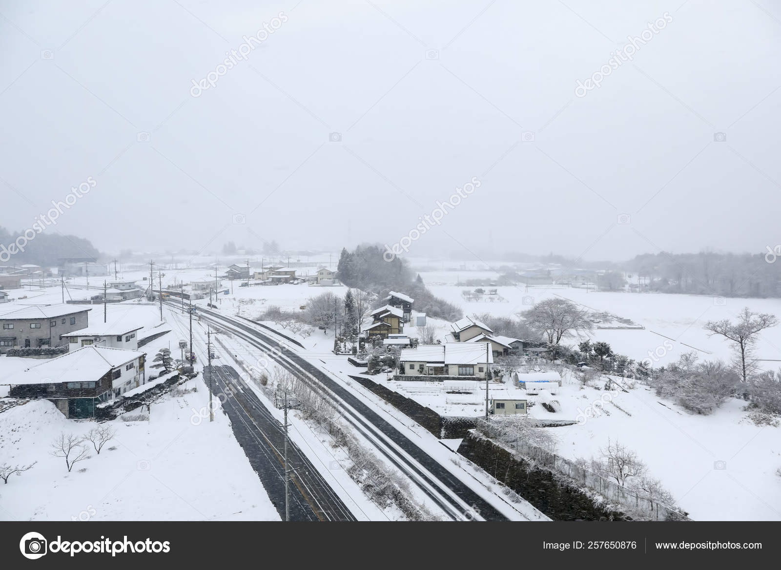 Road and heavy snow at japan — Stock Photo © nitimongkolchai #257650876