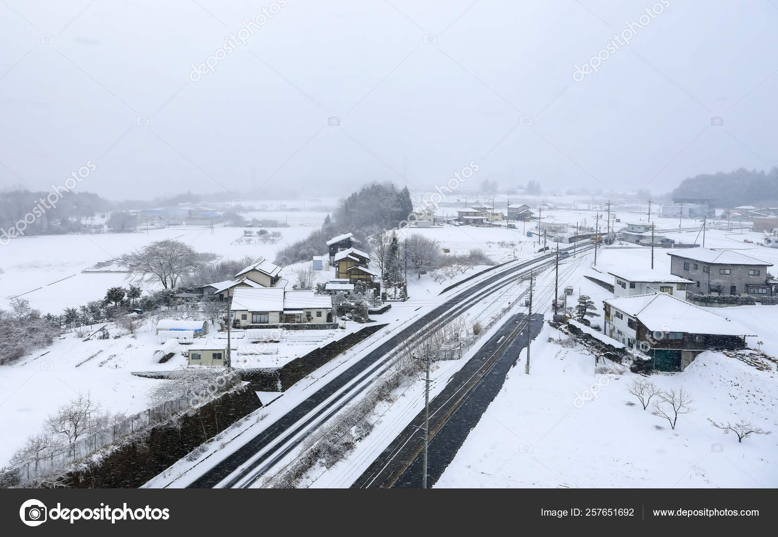 Road and heavy snow at japan — Stock Photo © nitimongkolchai #257651692