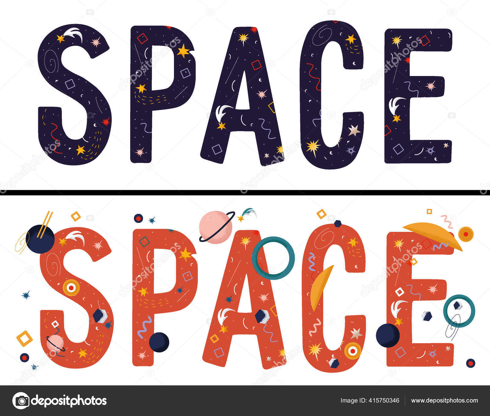 Letras Espaciales Con Imagen Del Cielo Estrellado Letras Espaciales ...