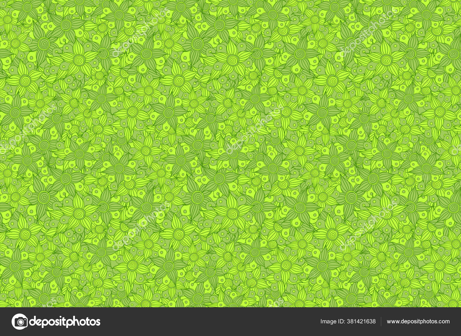 Seamless Pattern Flowers Leaves Green Colors Floral Background ...