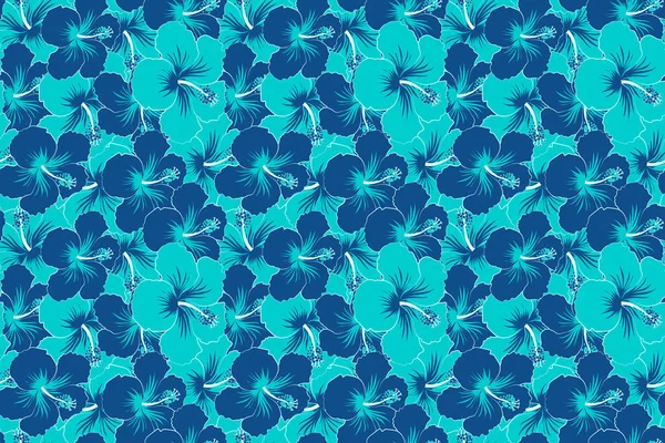 Aloha hawaiian shirt seamless pattern. Blue Hibiscus seamless ...