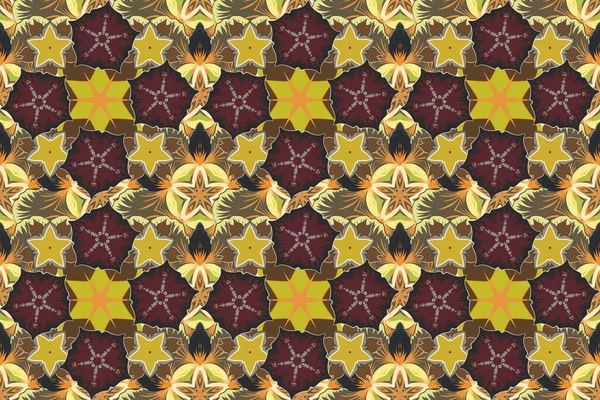Abstract geometric pattern. Raster brown, yellow and gray texture ...