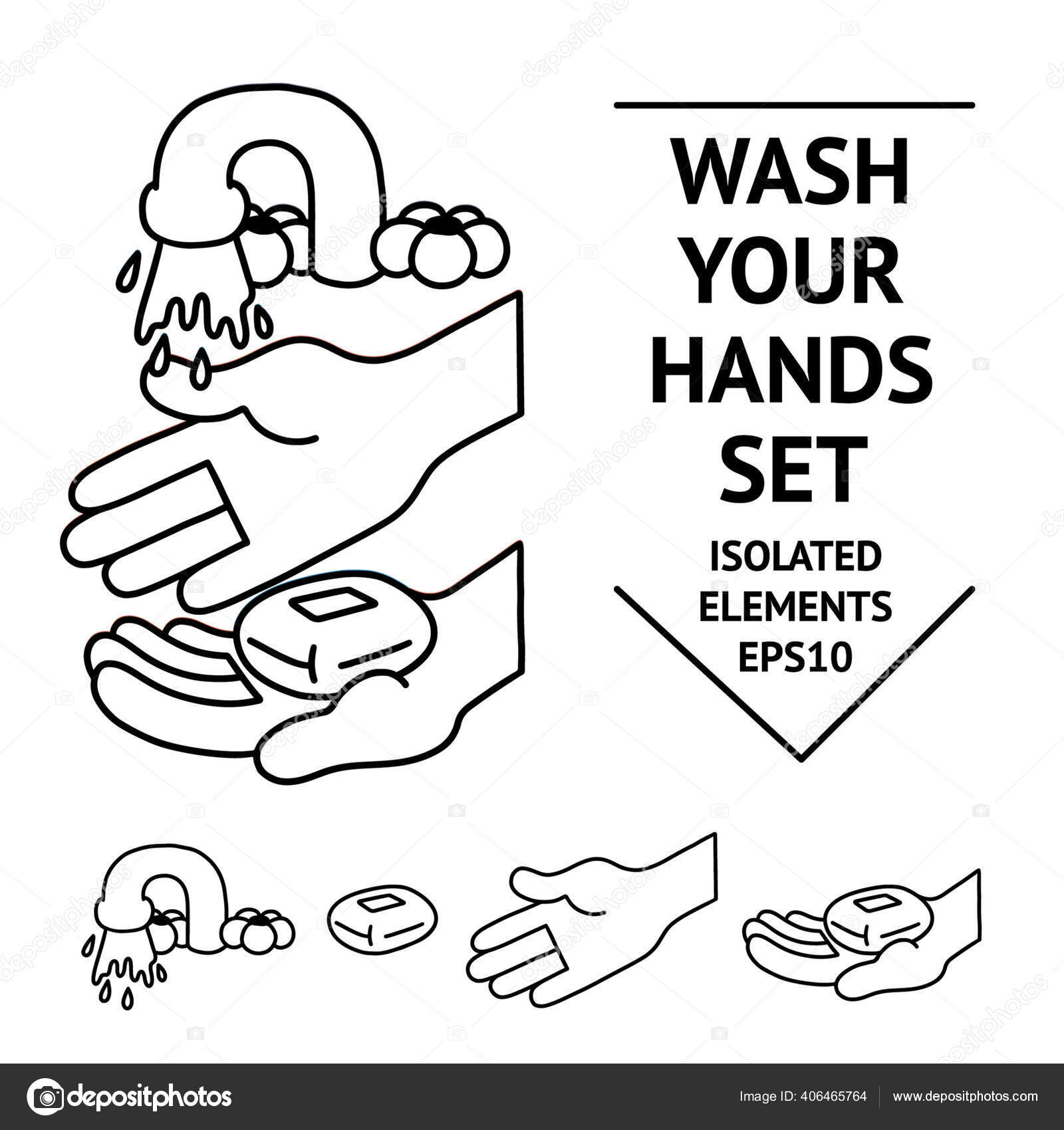 Wash My Hands Clipart Bw