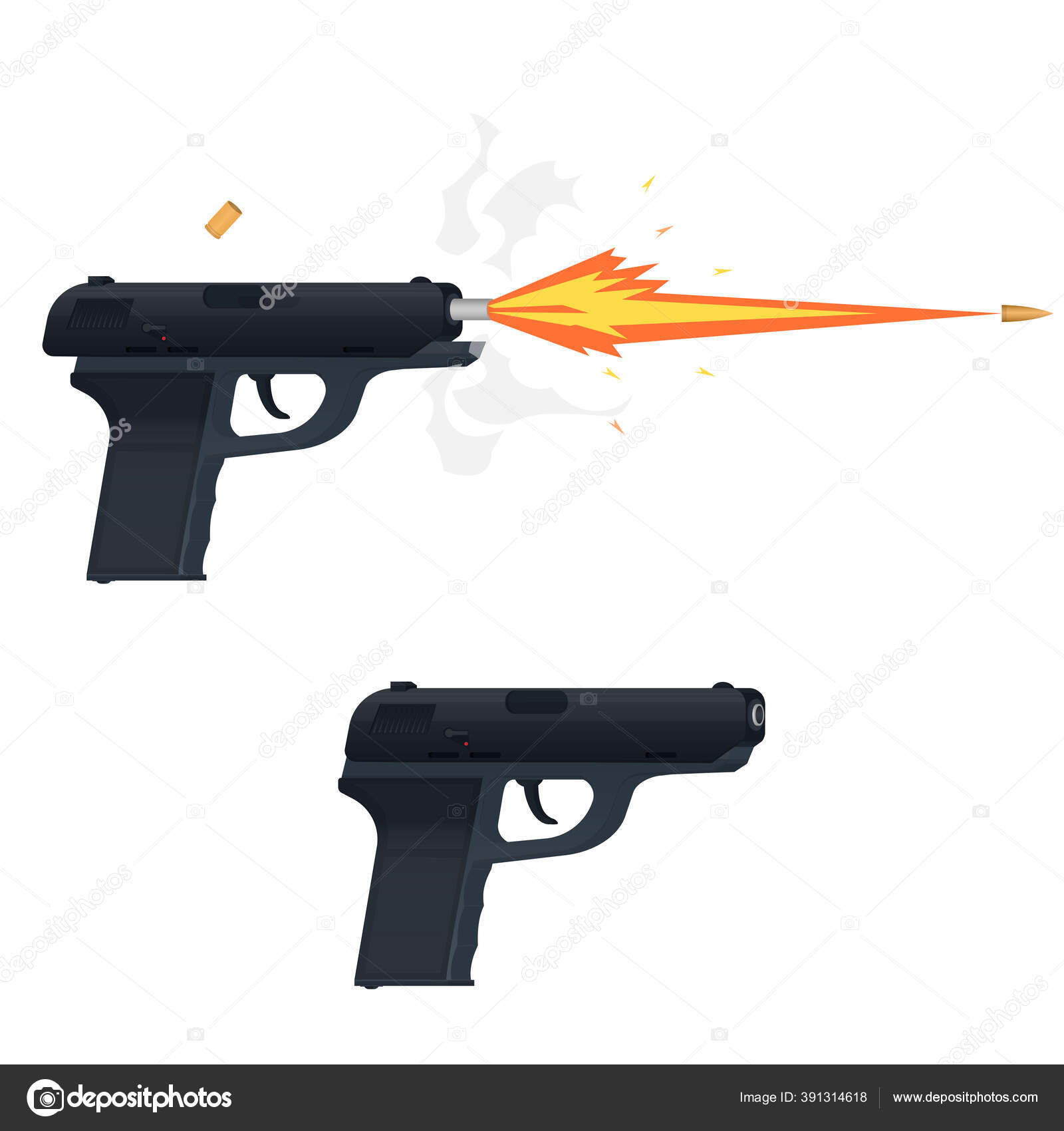 Pistol Shooting Weapons Vector Illustration Gun Shot Stock Vector by ...