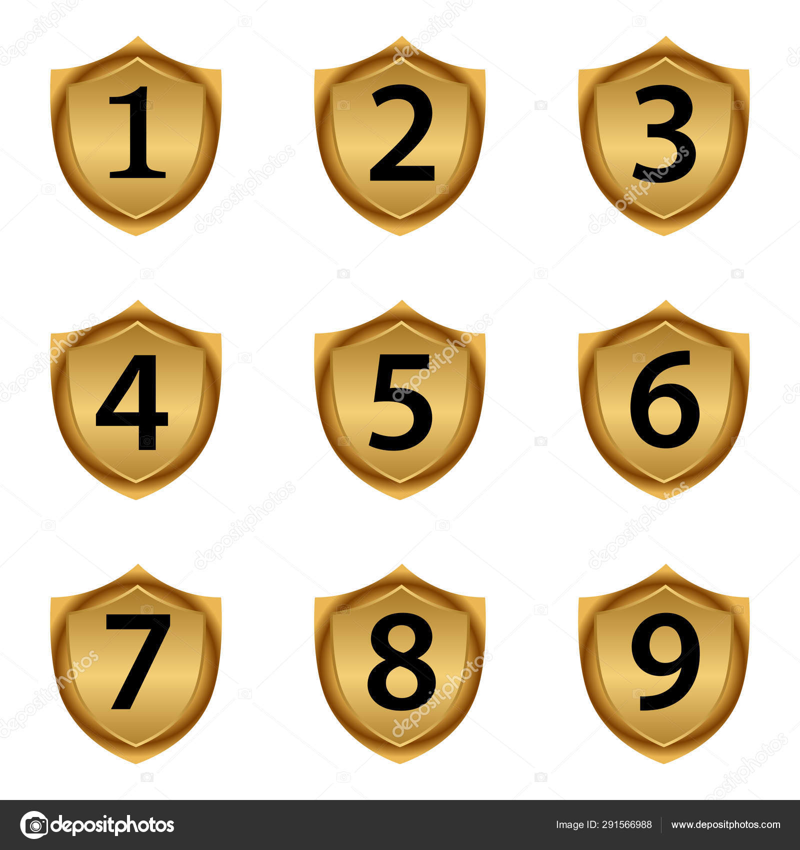 Number Gold Shield Stock Icon Vector Illustration — Stock Vector ...