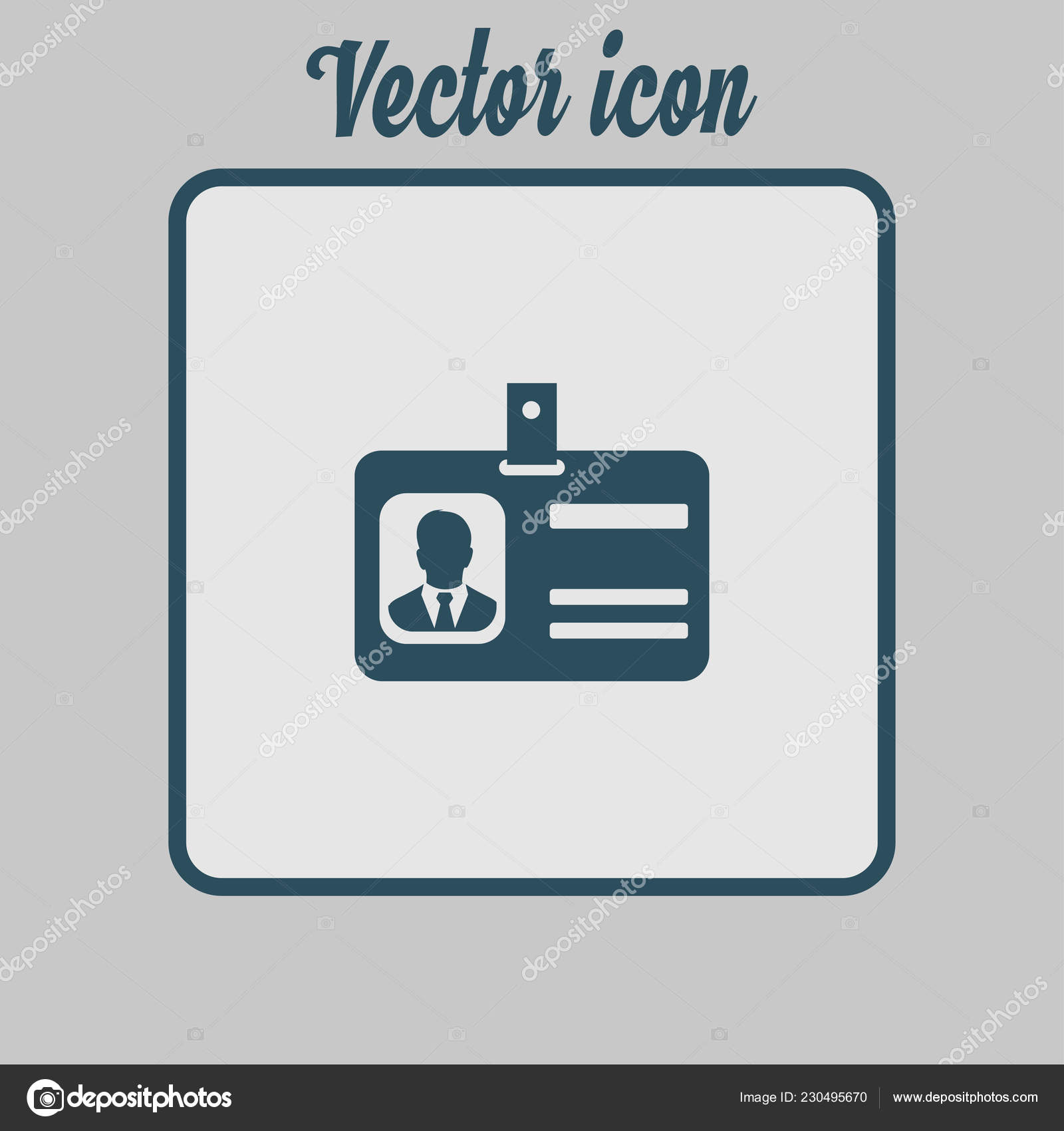 Identification Card Icon Conference Participant Badge Flat Design Style ...