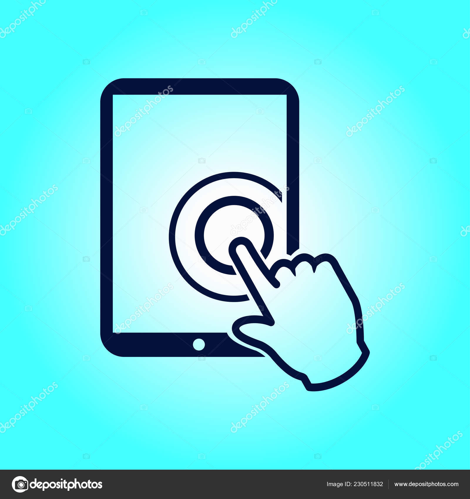 Touch Screen Tablet Sign Icon Hand Pointer Symbol — Stock Vector ...