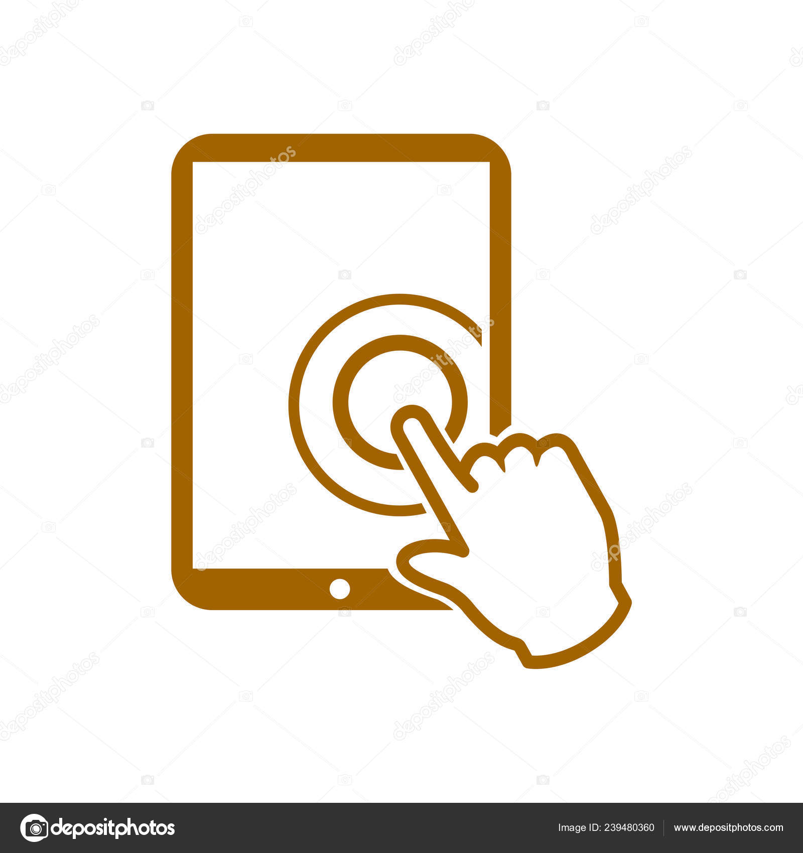 Touch Screen Tablet Sign Icon Hand Pointer Symbol Stock Vector Image by ...