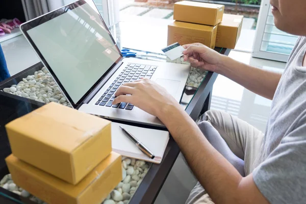 Startup small business SME, entrepreneur owner using smartphone - Stock ...