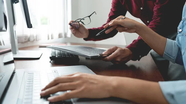 Team Programmer Working Find Solution Problem Coding Technologies Software Developing Stock ...