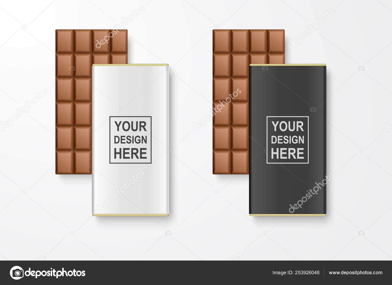 Vector 3d Realistic White and Black Blank Whole Chocolate Bar Package ...