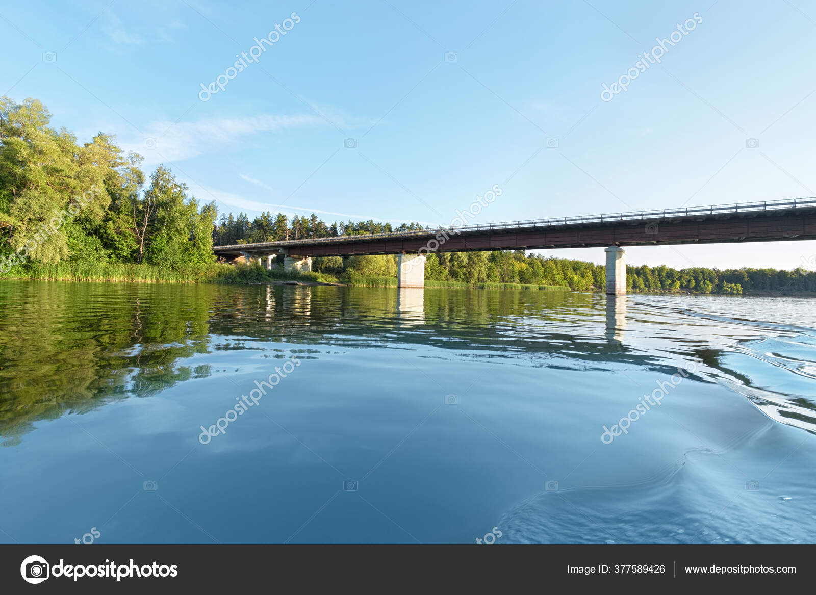 Old road bridge over the Cheremshan river in Ulyanovsk region in Russia ...