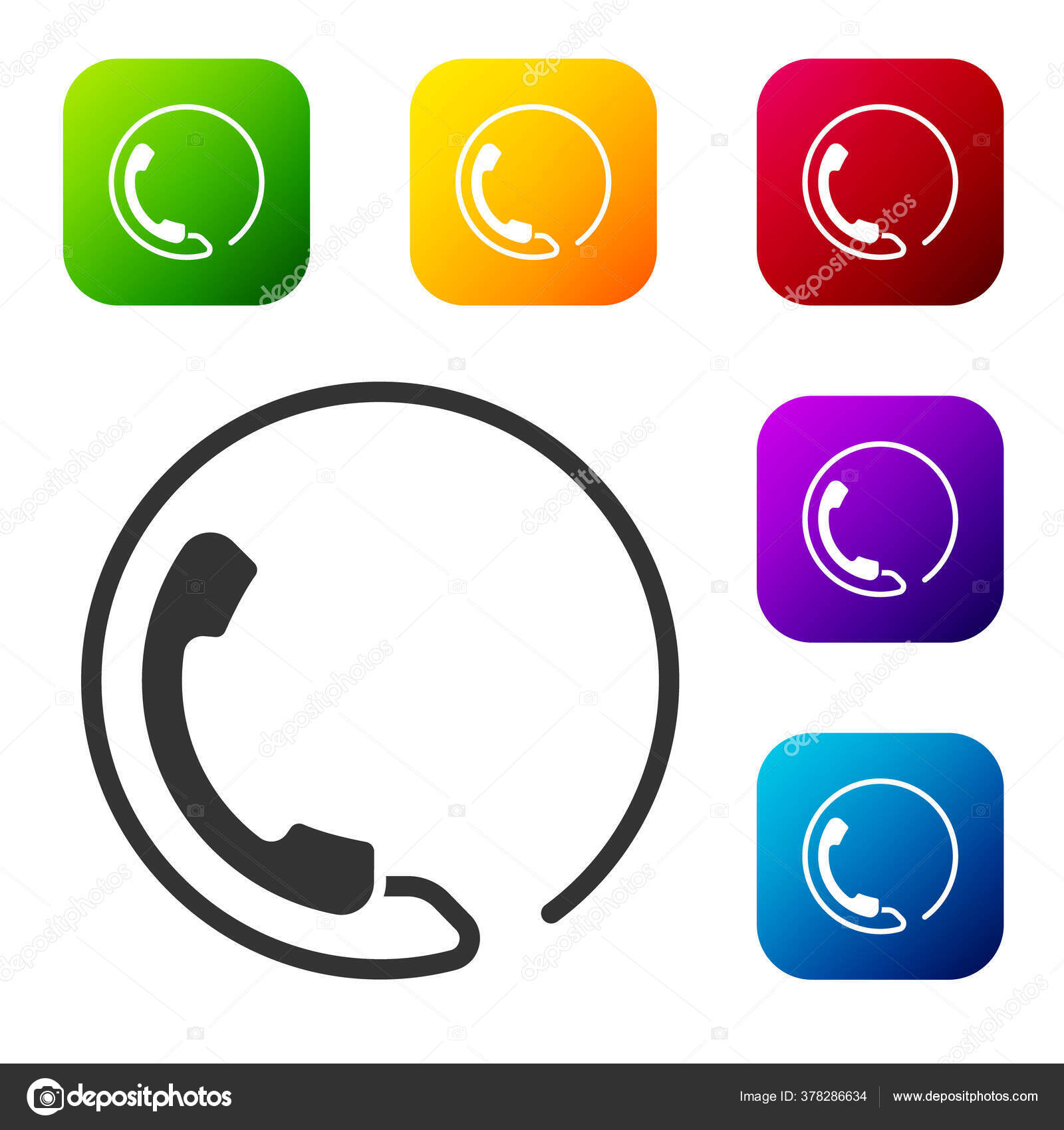 Black Telephone Hours Support Icon Isolated White Background All Day ...