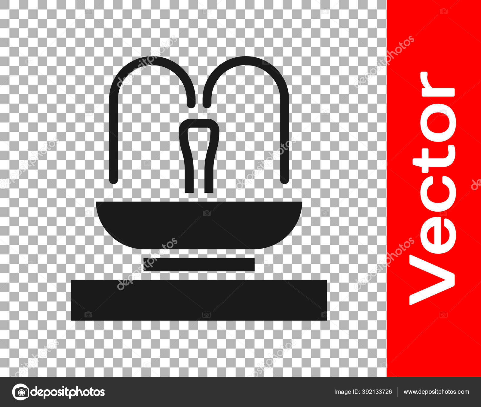 Black Fountain Icon Isolated Transparent Background Vector — Stock ...