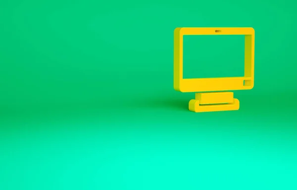 Orange Computer monitor screen icon isolated on green background ...