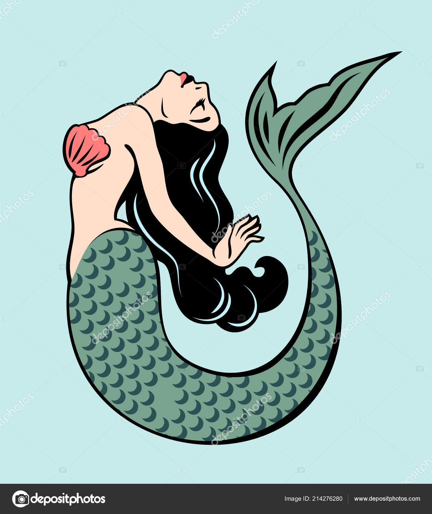 Image Mermaid Traditional Style Old School Tattoo Pin Stock Vector ...