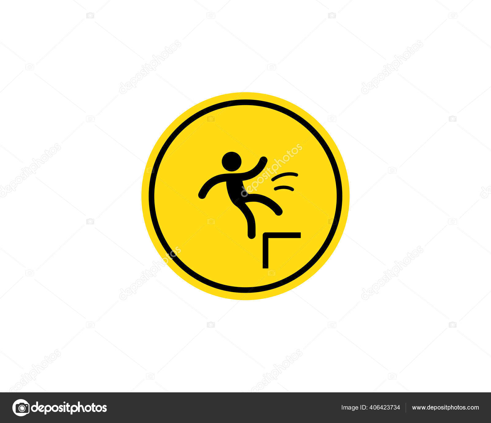 Caution Possible Fall Height Attention Dangerous Warning Sign Security ...