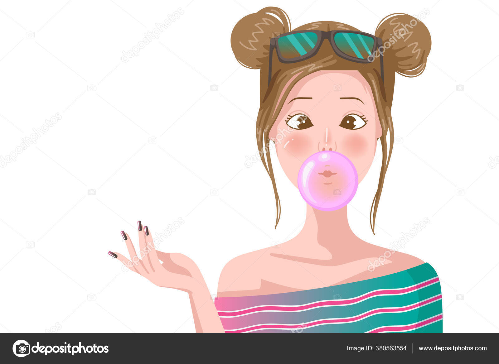 Chewing Bubble Gum Cartoon