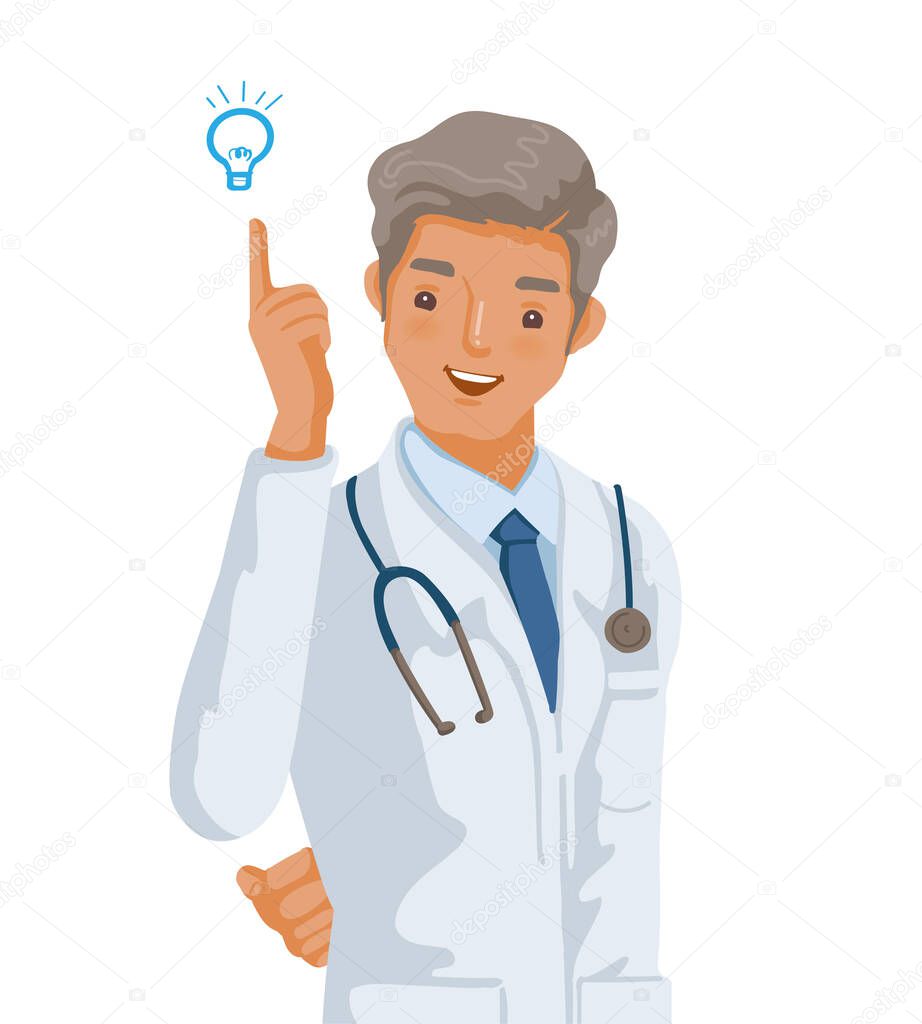 El doctor está pensando. Piensa y entiende. Un tipo inteligente e ...