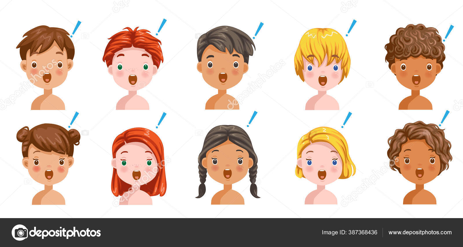 Shocked Children Face Set Stock Vector Image by ©ann131313 #387368436