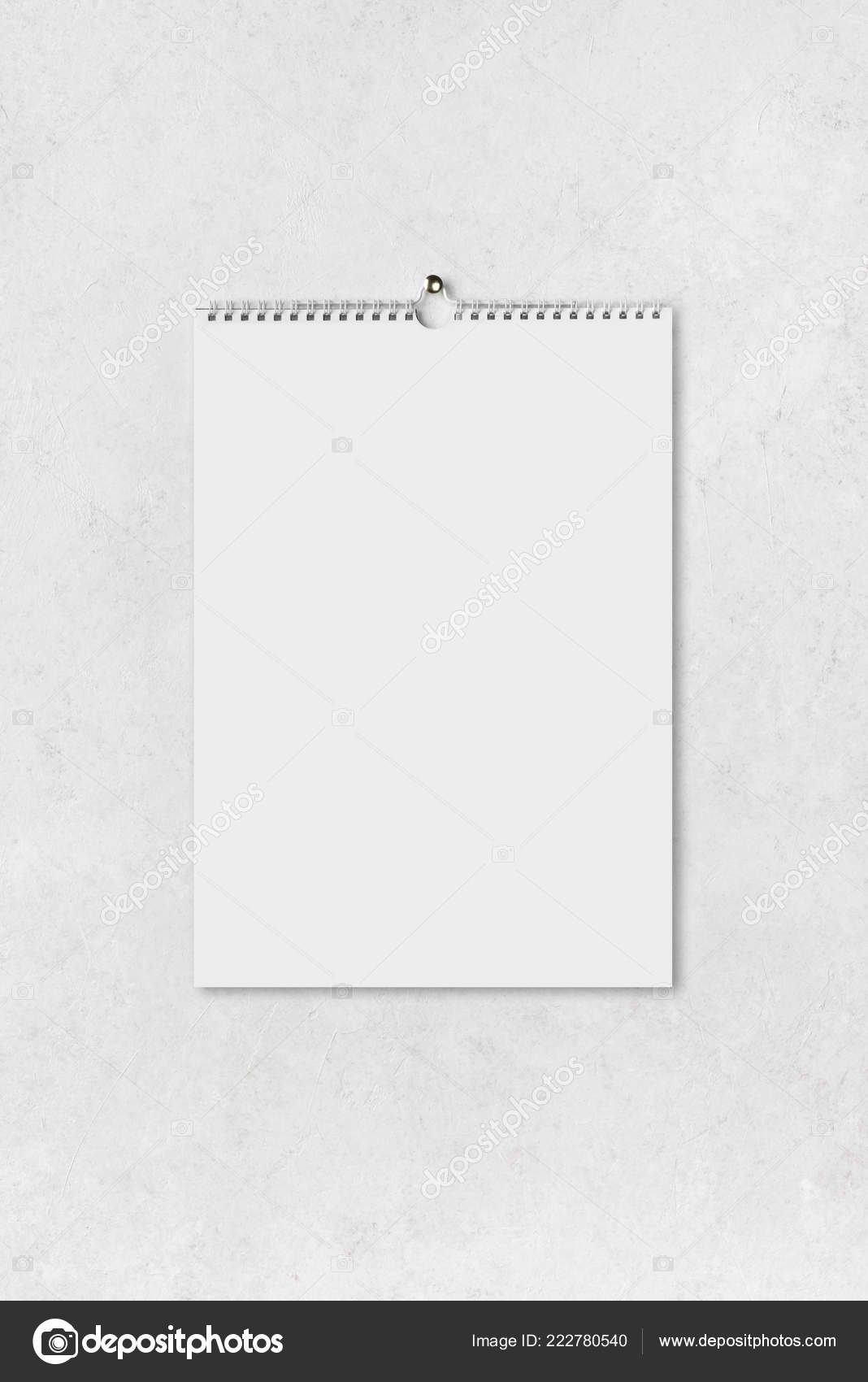 Blank Vertical Paper Sheet Notebook Hanging Abstract Wall — Stock Photo ...