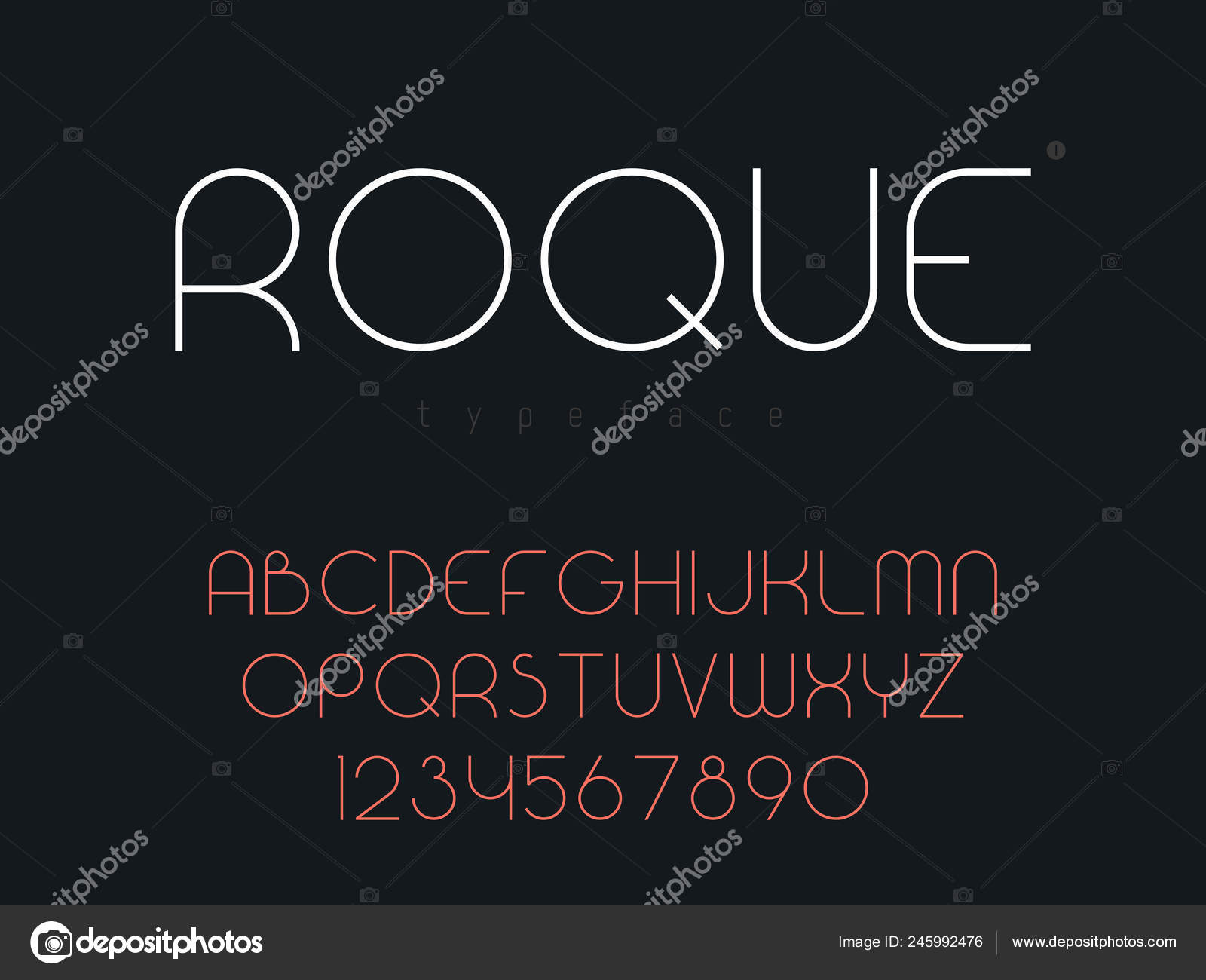 Vector Thin Line Uppercase Font Latin Alphabet Letters Numbers Stock