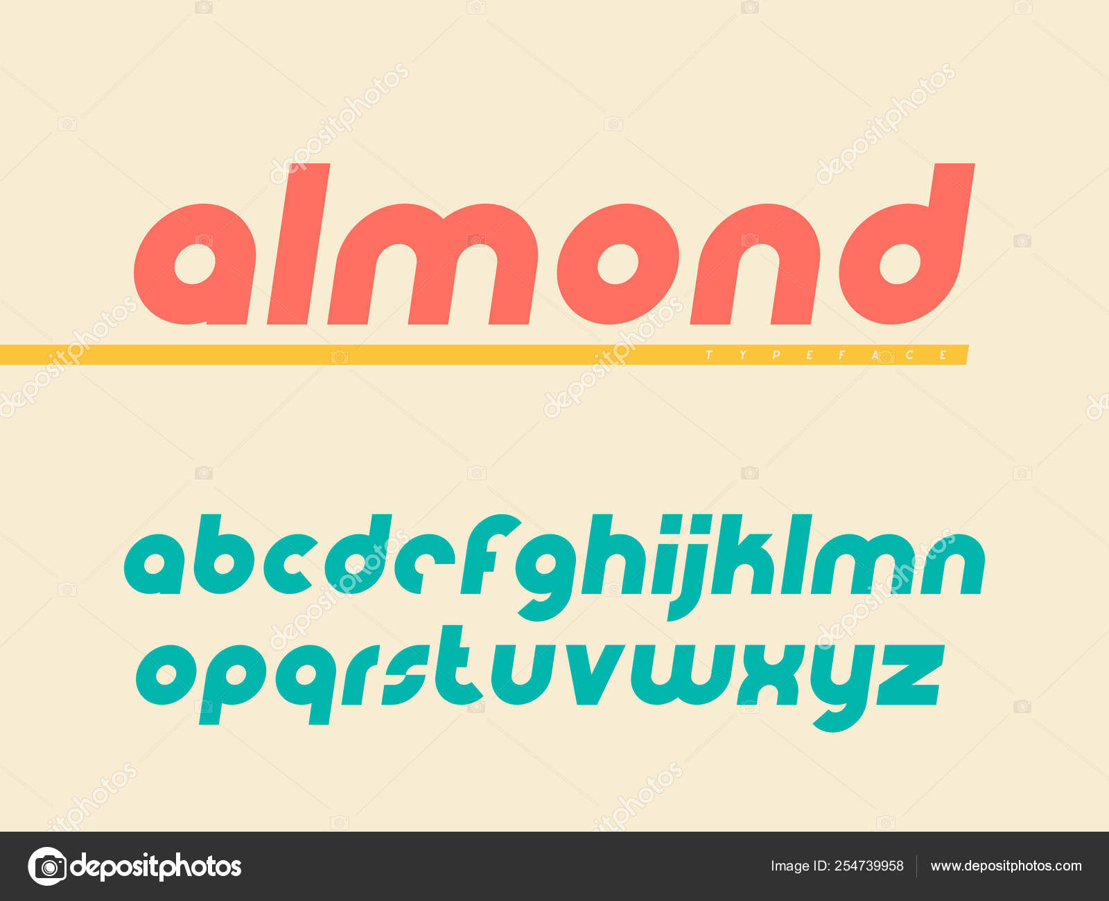 Rounded Lowercase Font Latin Alphabet Letters Vector Illustration Stock ...