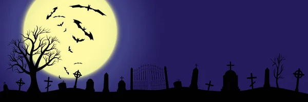 Halloween Scary Graveyard Background Trees Crosses Bats Halloween Silhouette Tombstone Stock ...