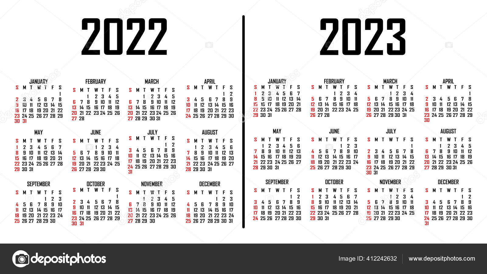 Kalender 2022 2023 Minggu Dimulai Pada Hari Minggu Templat Kalender ...