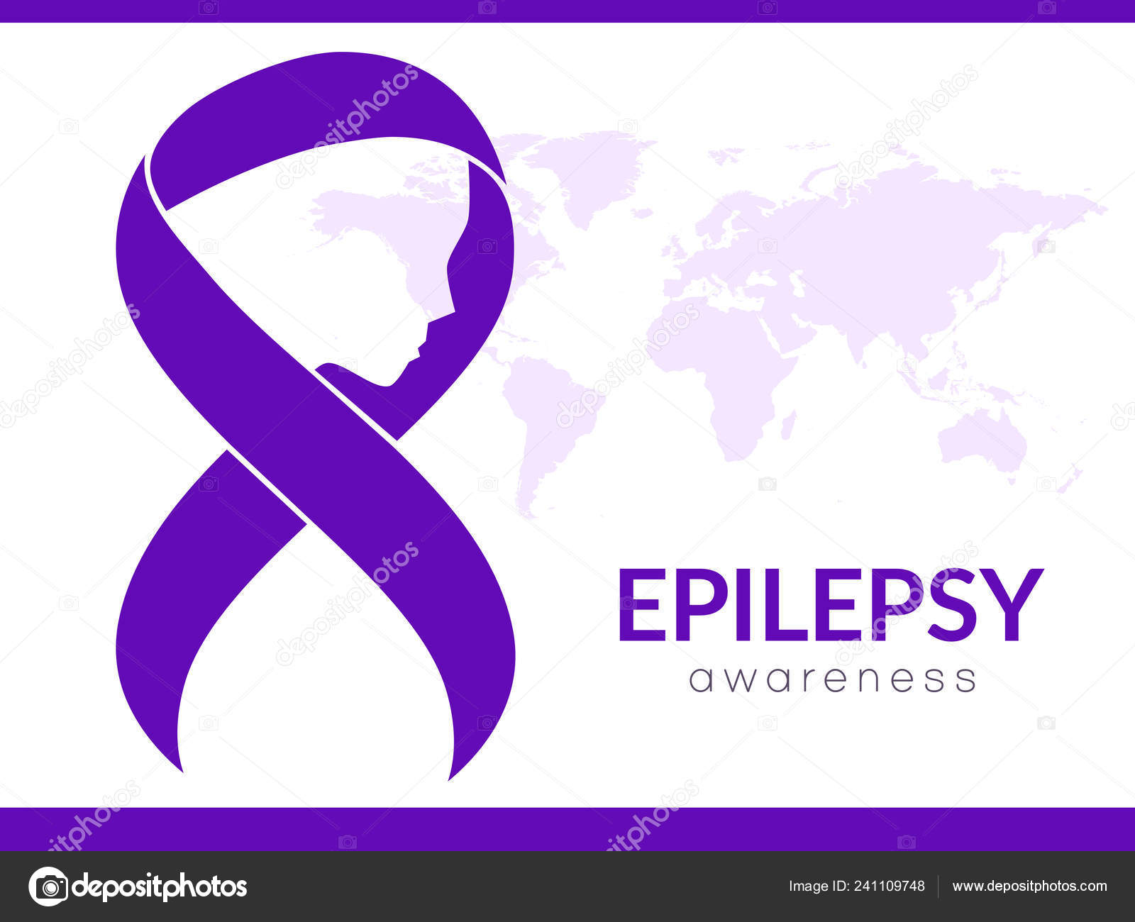Världsdagen För Epilepsi Lila Band Epilepsi Solidaritet Symbol ...