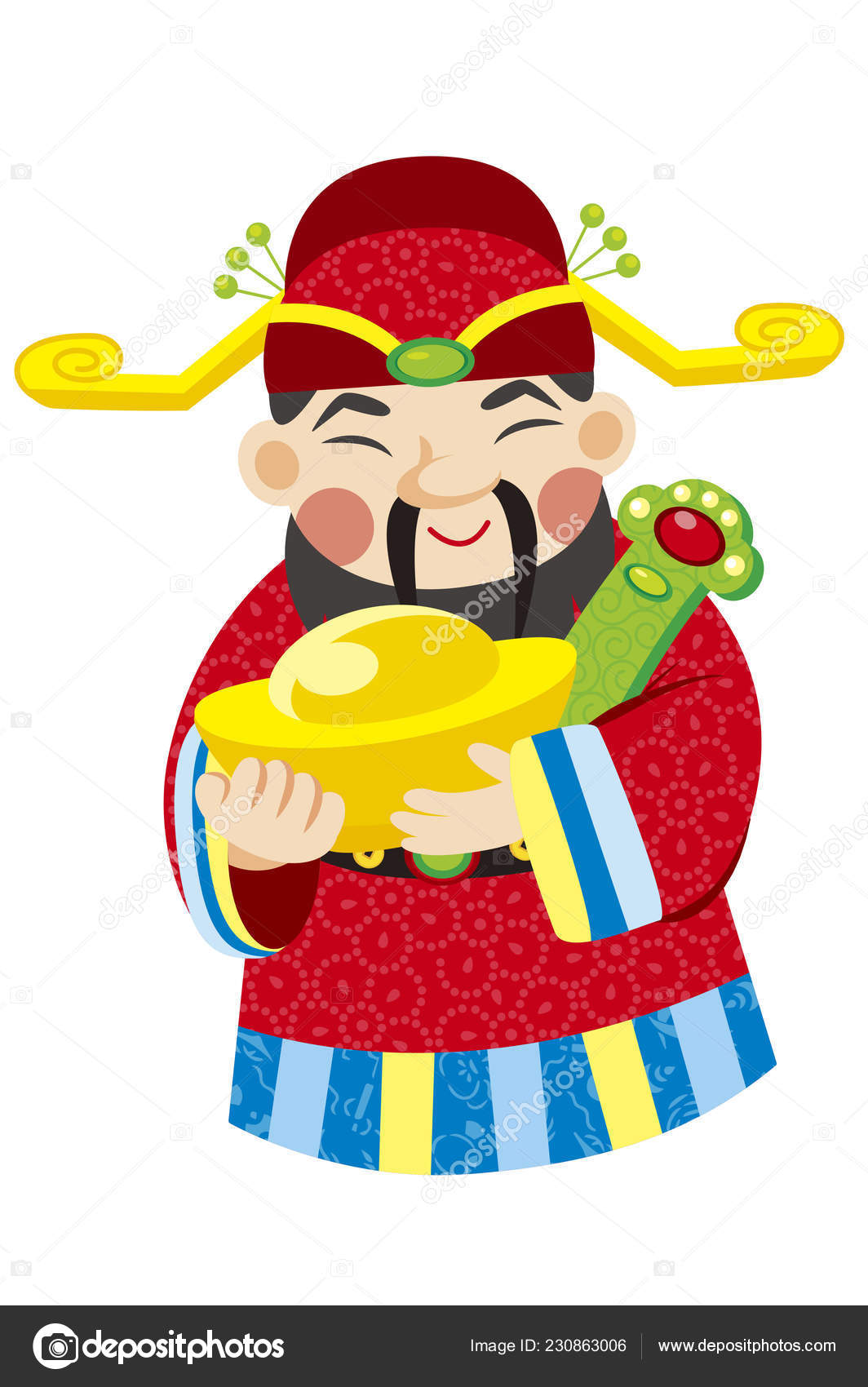 Chinese Money God Illustration Technique Stock Illustration by ...