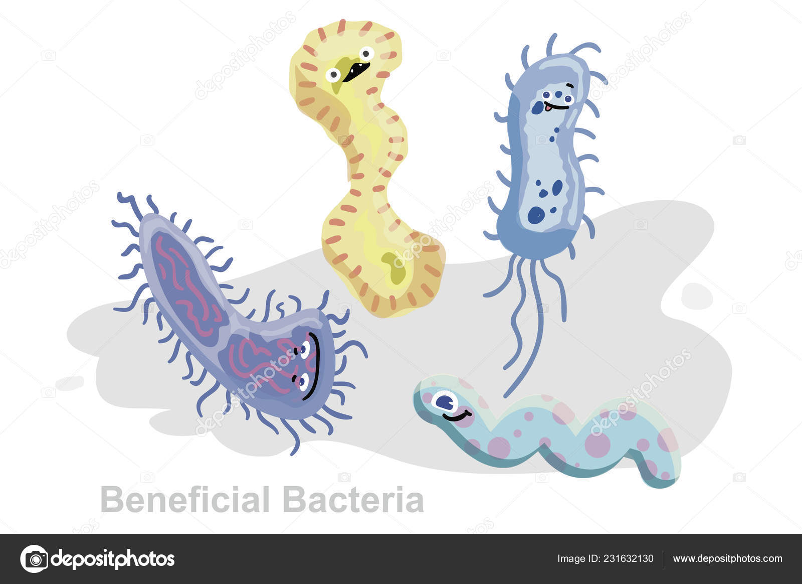 Bacterium Bacillus Spirillum Vibrion Cartoon Illustration Stock ...